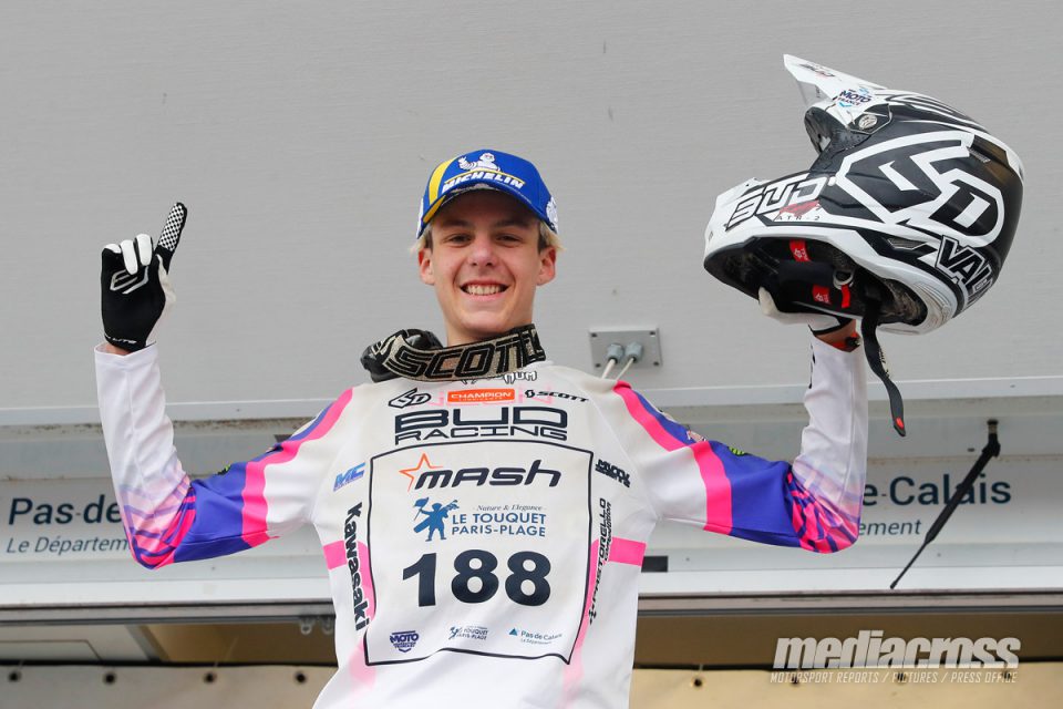 Mathis Valin winner on the beach at the Touquet - Motocrossplanet