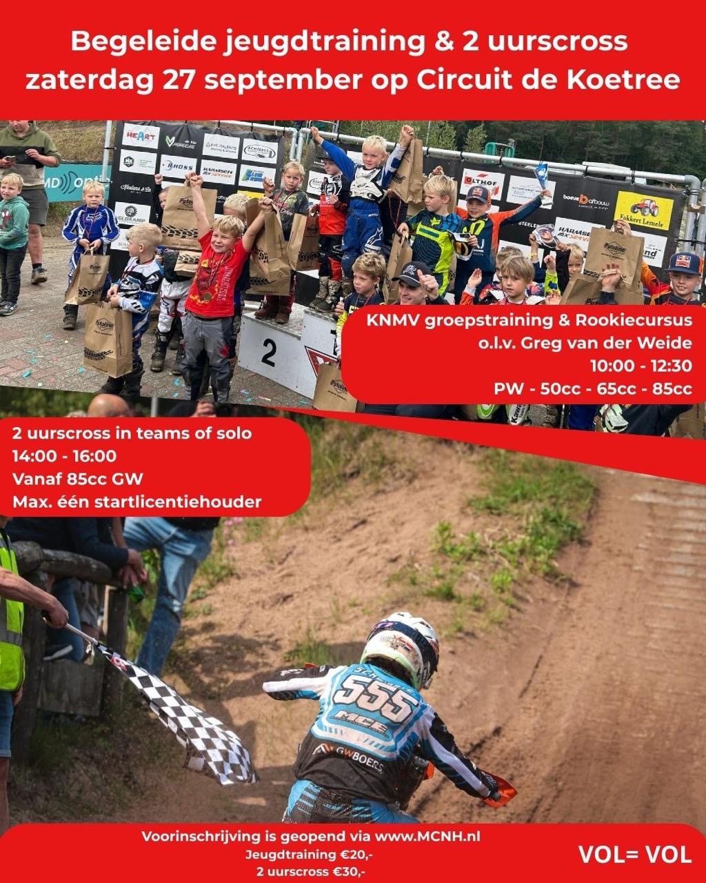 Rookiecursus + begeleide groepstraining voor jeugd t/m 85cc zaterdagochtend 27 september ...