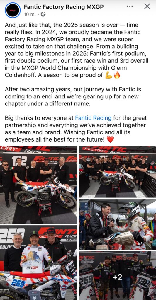 Team Louis Vosters niet verder met Fantic in 2026 - Motocrossplanet